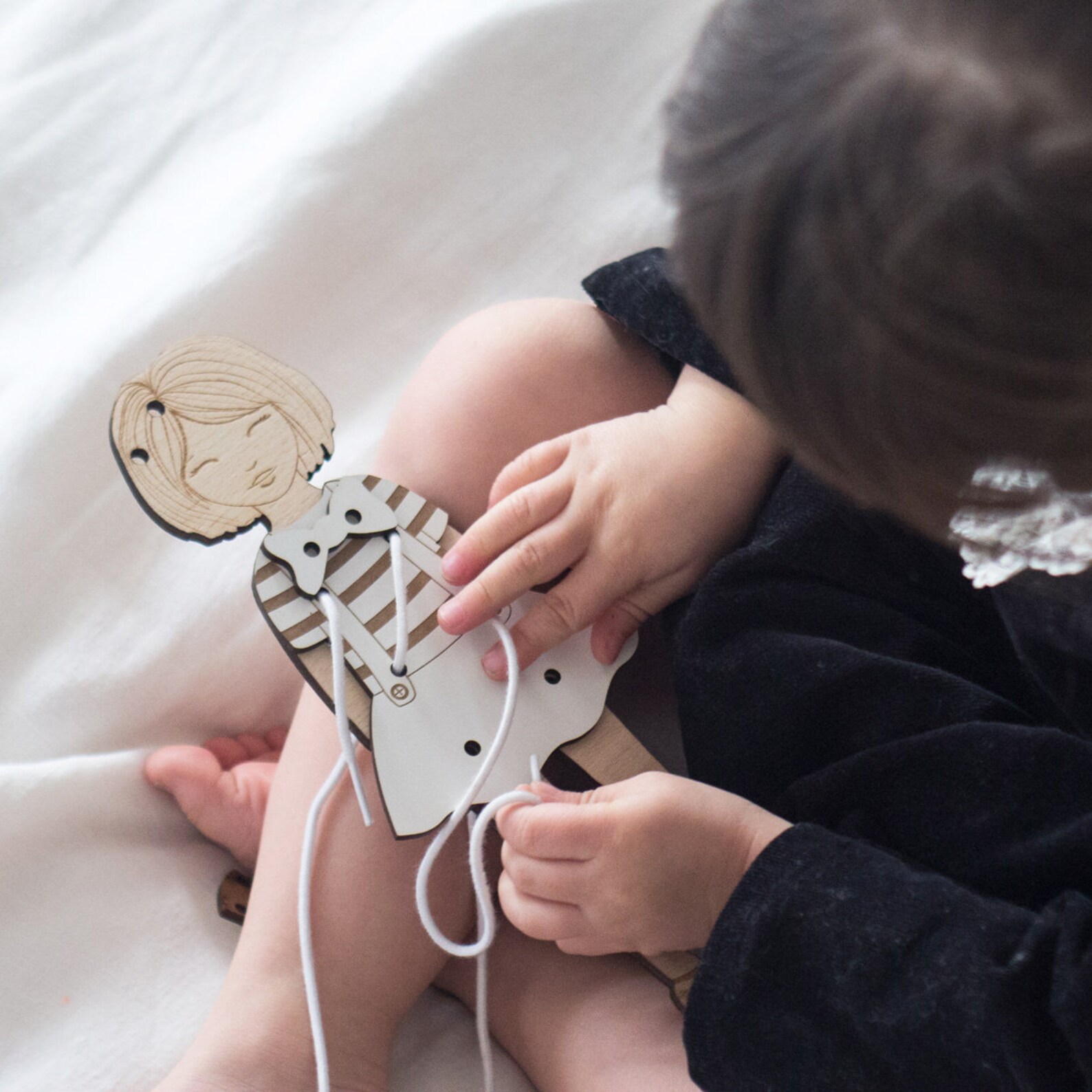 Wooden Educational Lacing Toy Doll Lacing Game to Dress Fine - Etsy