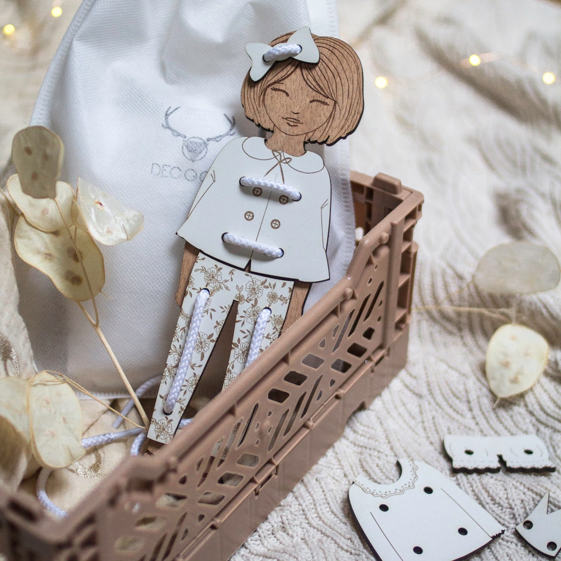 Wooden Educational Lacing Toy Doll Lacing Game to Dress Fine - Etsy