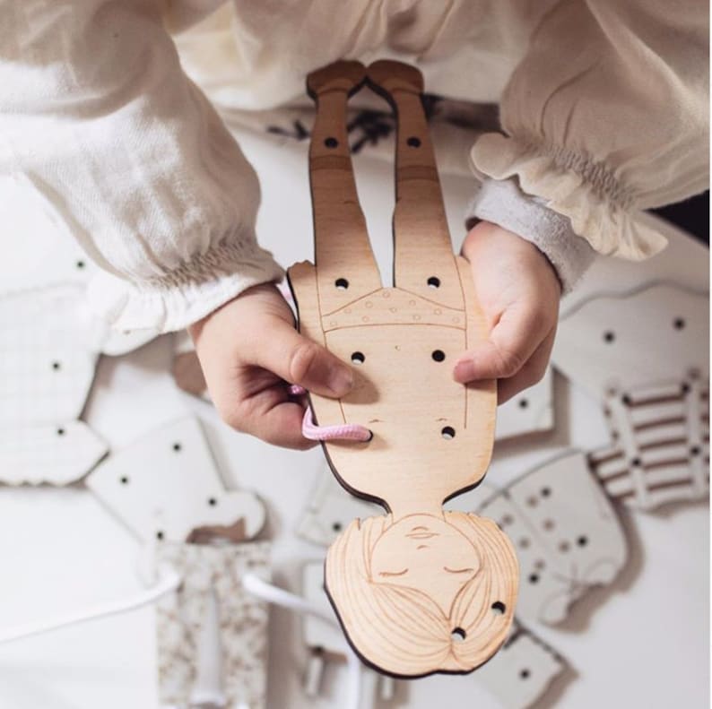 Wooden Educational Lacing Toy Doll Lacing Game to Dress Fine - Etsy