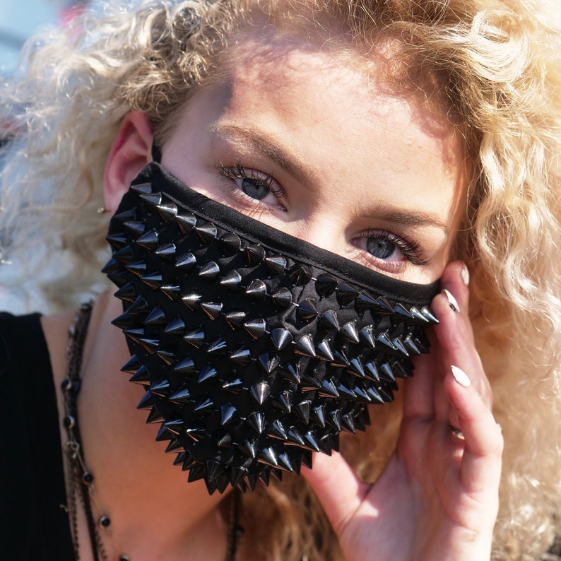 Black Spikes Studded Half Face Dust Protective Reusable Masks | Etsy