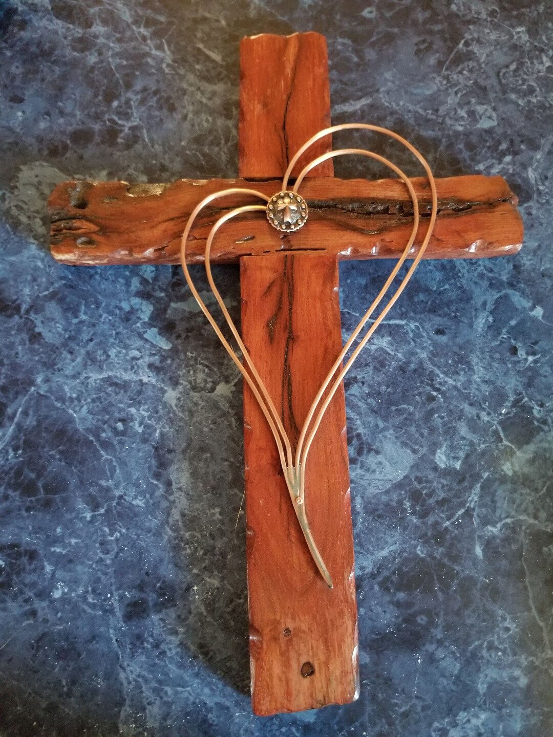 Wooden Wall Cross/rustic Wall Cross/copper and Wood Cross/cross With ...