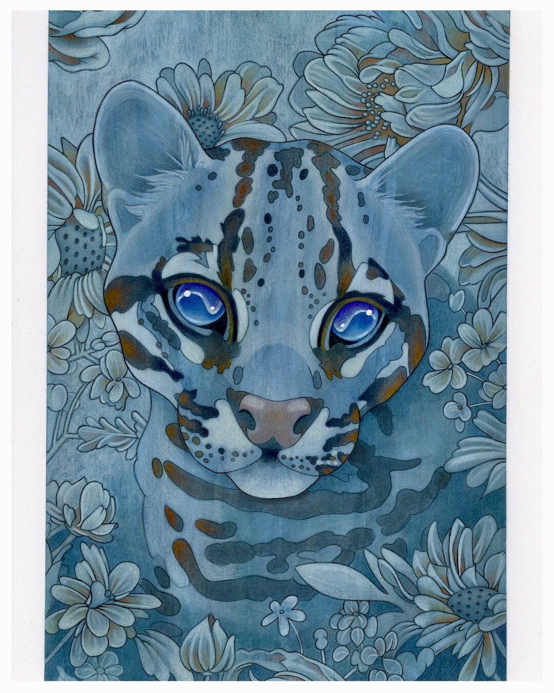 PRINT my Blue Ocelot, Feline, Giclee Print, Art Print, Illustration ...
