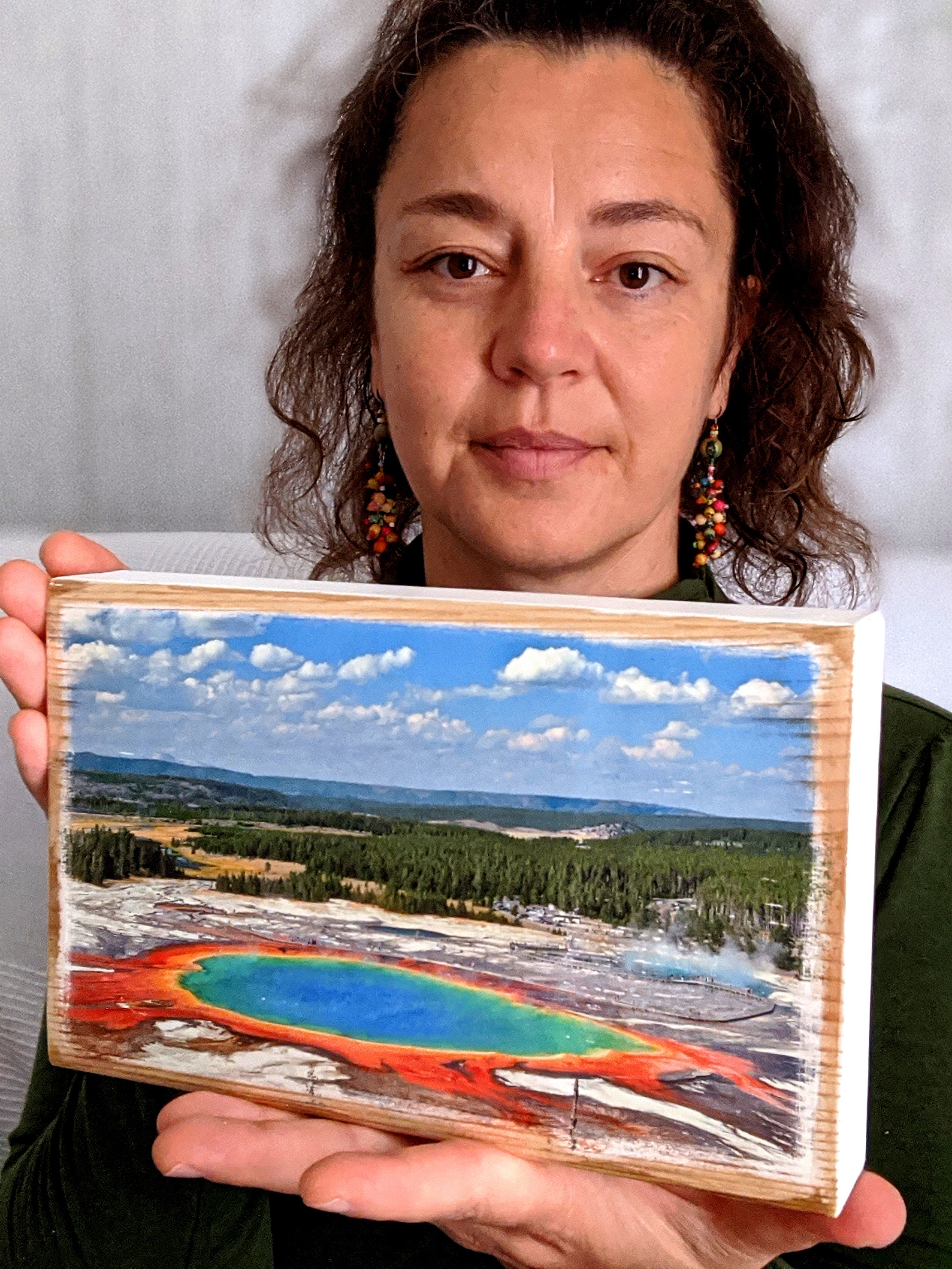 Yellowstone National Park Photo, Wood Photo Art, Wood Block Decor ...