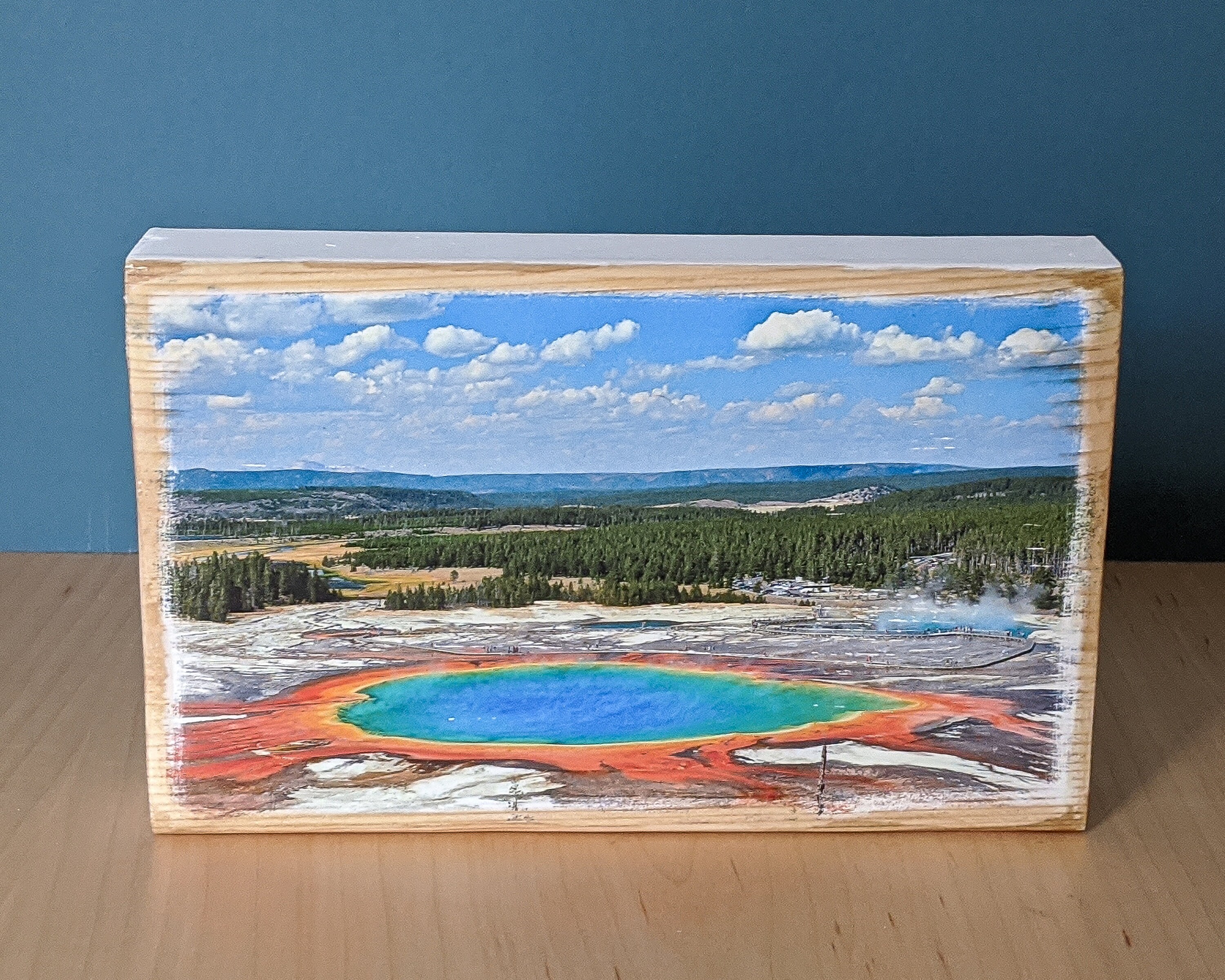 Yellowstone National Park Photo, Wood Photo Art, Wood Block Decor ...