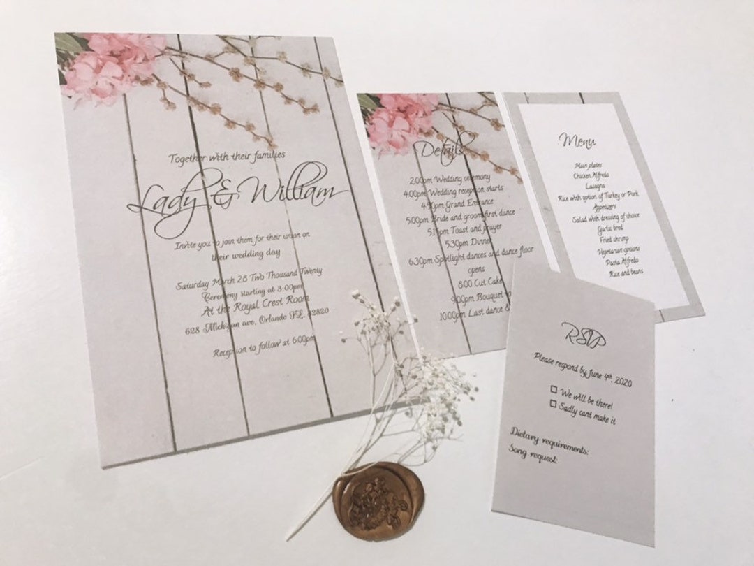 Rustic Modern Wedding Invitation Including Floral Wax Sealed - Etsy