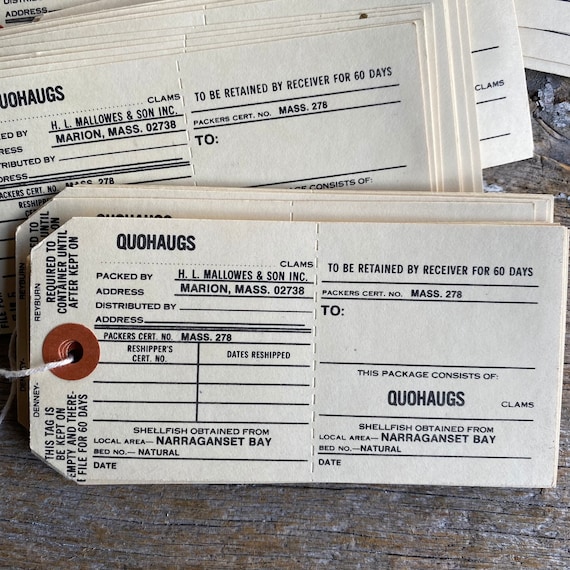50 Shellfish Tags for Quohaugs in Narraganset Bay - Etsy.de