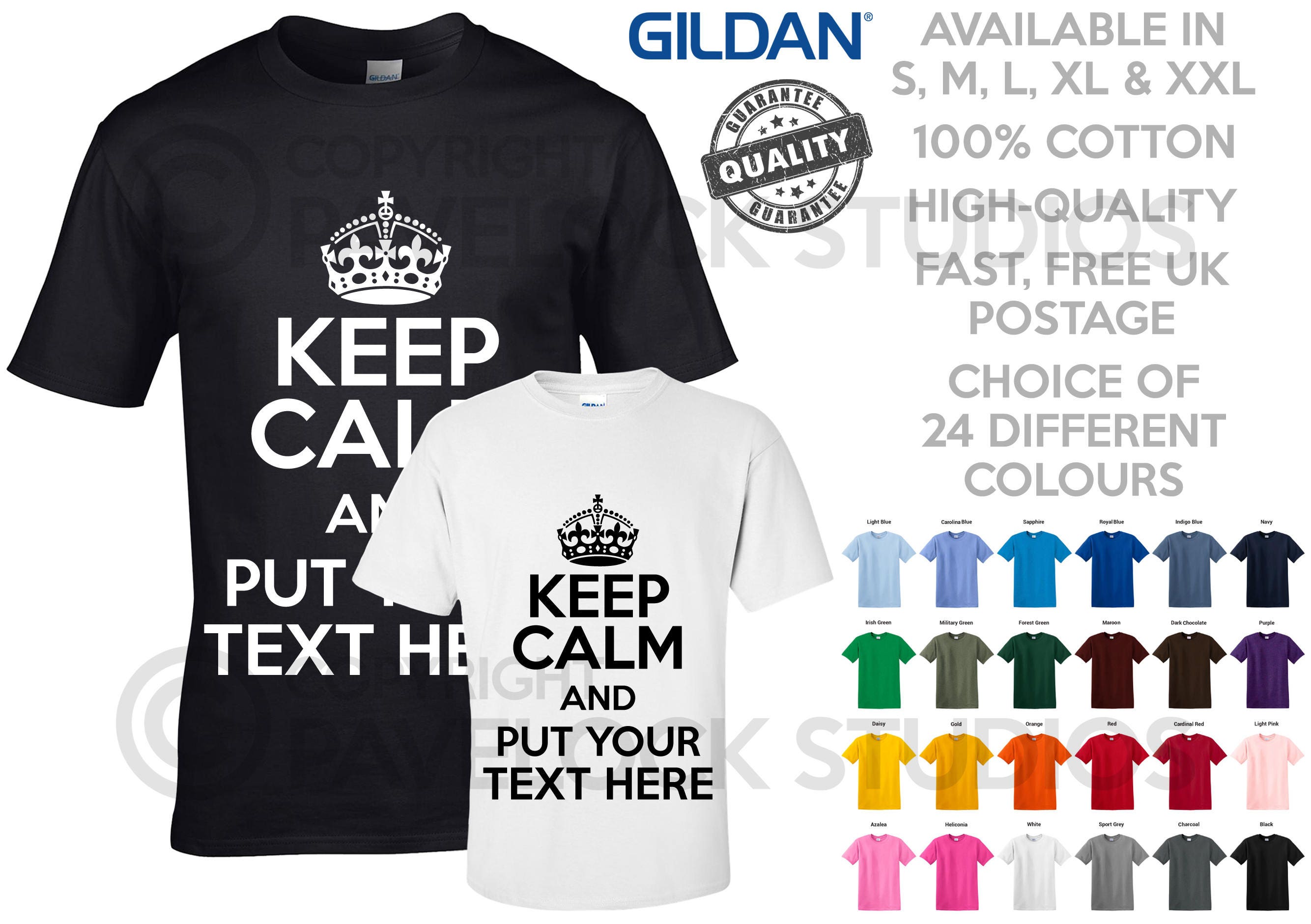Keep Calm T-shirt T-shirts Any Text Personalised Custom Top Tees Stag ...