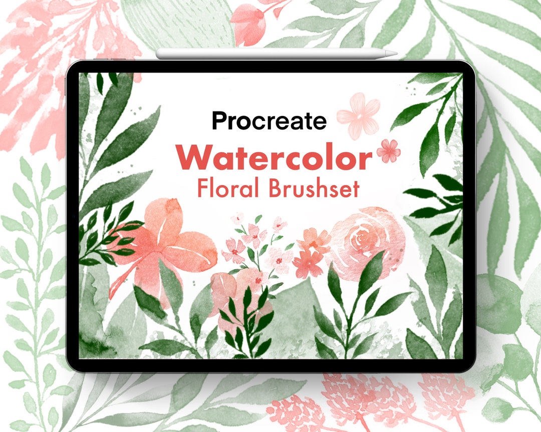 Procreate Brushset: Watercolor Florals, Watercolor Flower Stamps ...