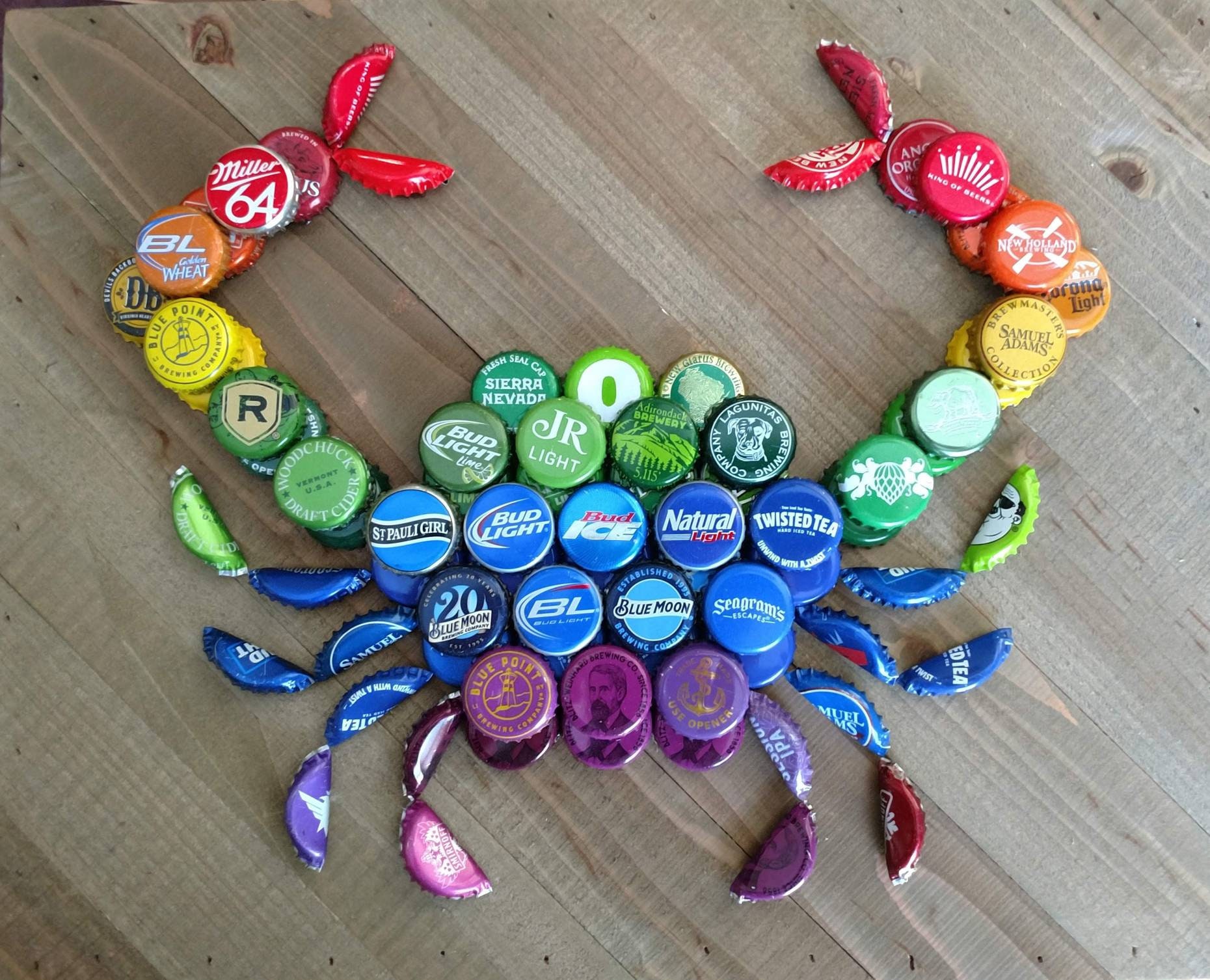 Rainbow Beer Bottle Cap Crab | Etsy