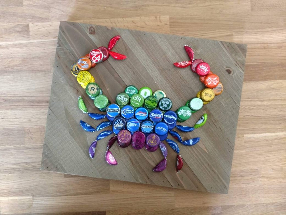 Rainbow Beer Bottle Cap Crab - Etsy