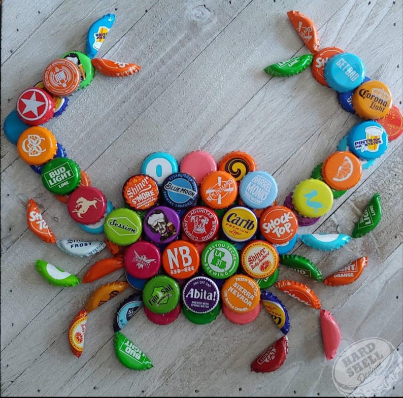 Bright & Beachy Beer Bottle Cap Crab - Etsy