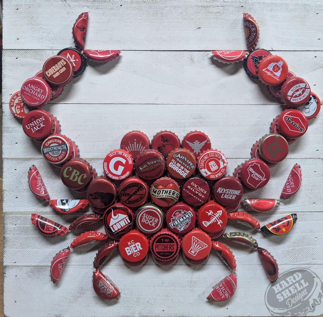 RED Beer Bottle Cap Crab Wall Art - Etsy