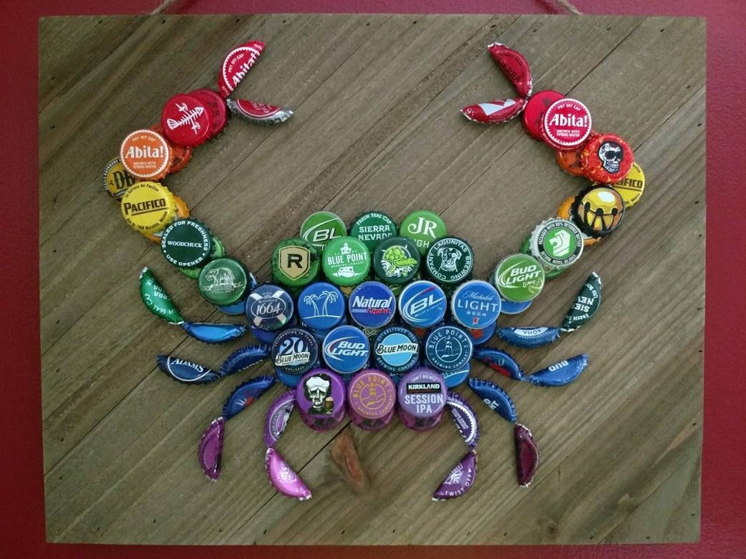 Rainbow Beer Bottle Cap Crab - Etsy