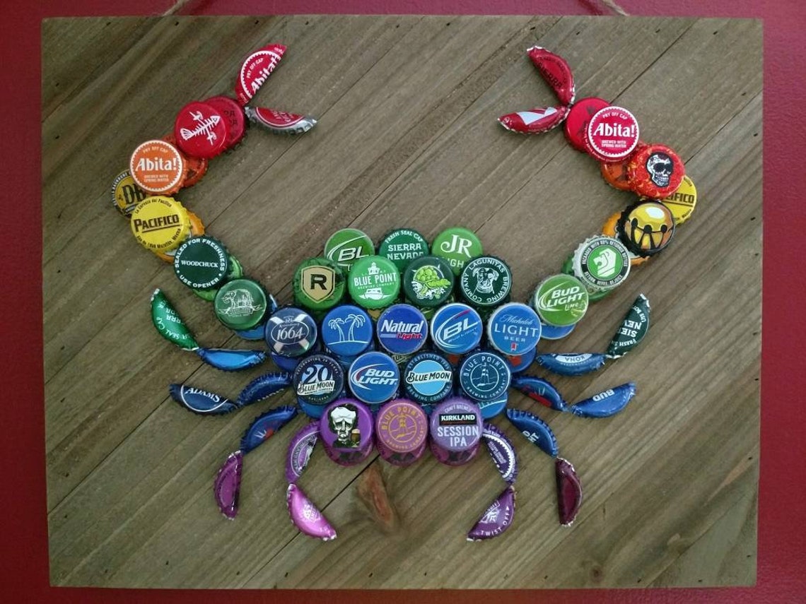 Rainbow Beer Bottle Cap Crab | Etsy