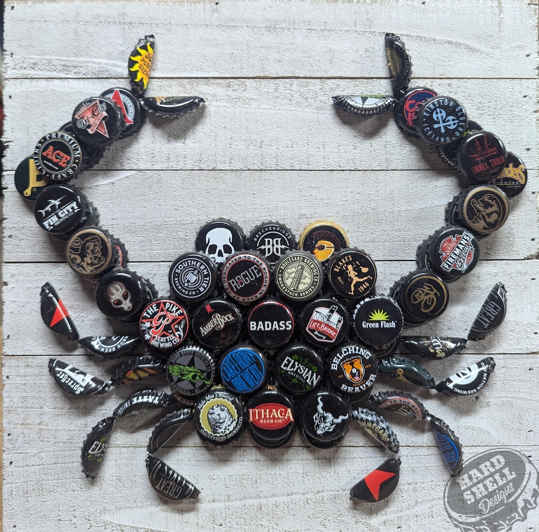 BLACK Beer Bottle Cap Crab Wall Art - Etsy
