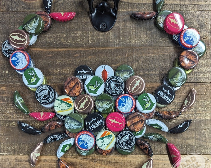 GONE FISHING Craft Beer Bottle Cap Crab Wall Art With Bottle Opener - Etsy