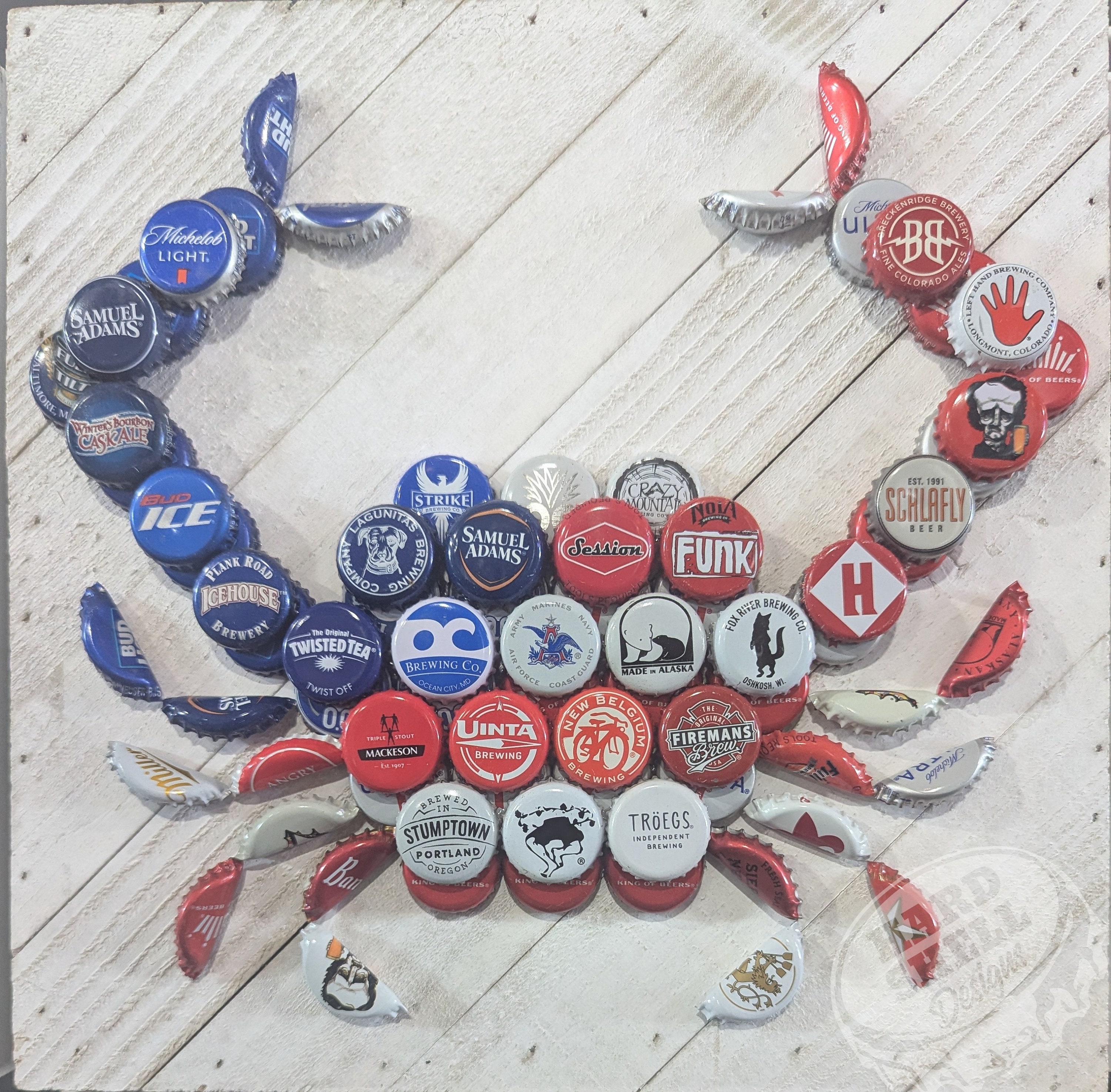 American Flag Beer Bottle Cap Red White & Blue Crab - Etsy