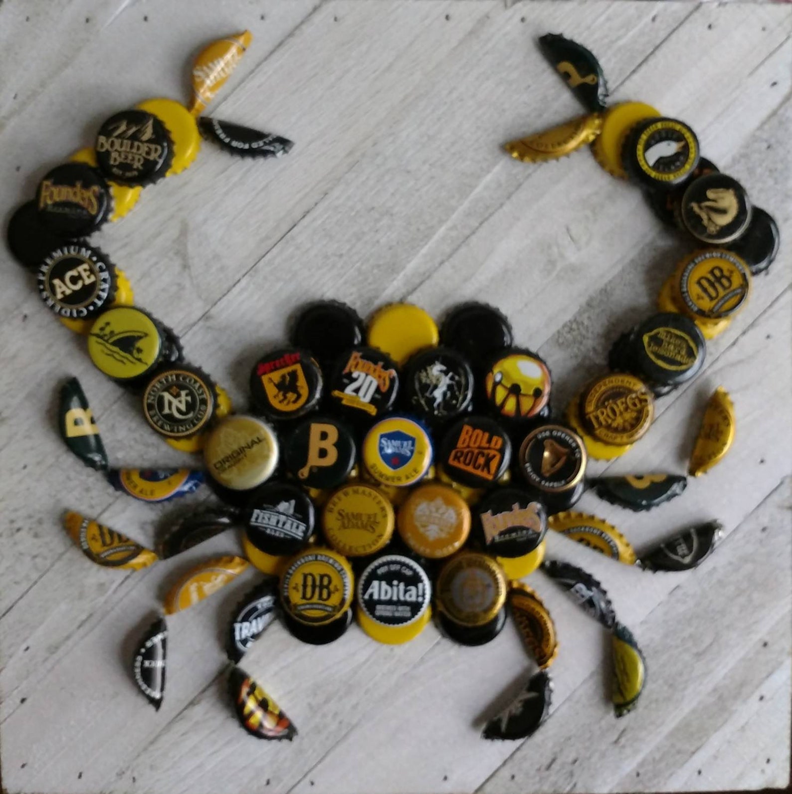 Black & Yellow Craft Beer Bottle Cap Blue Crab Wall Art | Etsy