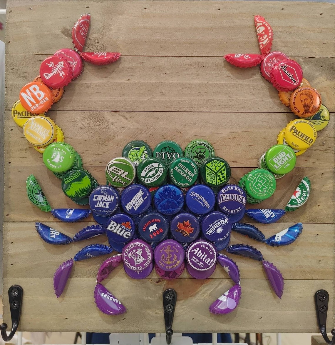 Rainbow Beer Bottle Cap Crab - Etsy