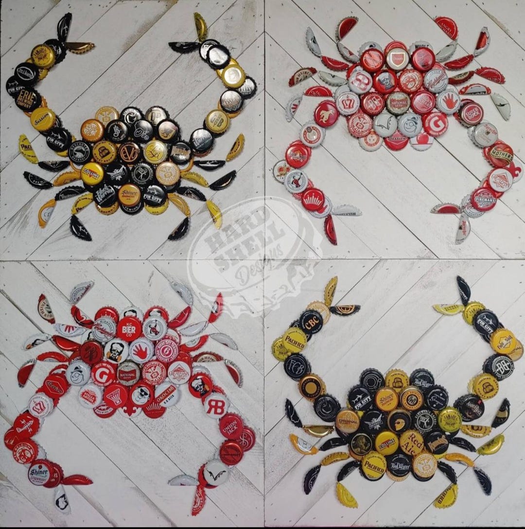 Maryland Flag Themed Beer Bottle Cap Crab Artwork Wall Hanging - Etsy