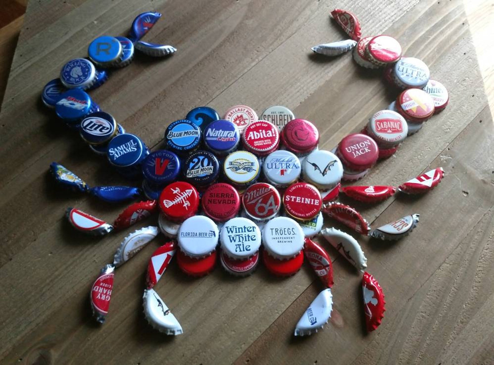 American Flag Beer Bottle Cap Red White & Blue Crab - Etsy