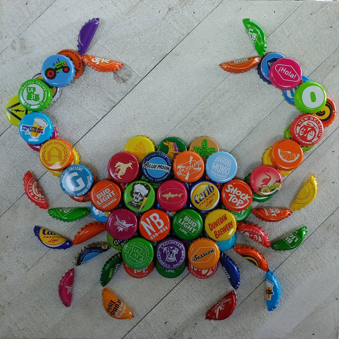 Bright & Beachy Beer Bottle Cap Crab - Etsy