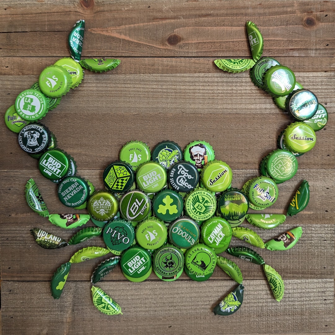Green Beer Bottle Cap Crab Wall Art - Etsy