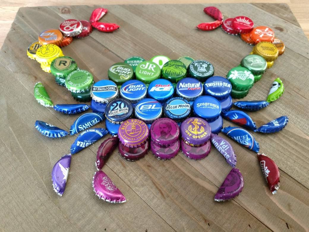 Rainbow Beer Bottle Cap Crab | Etsy