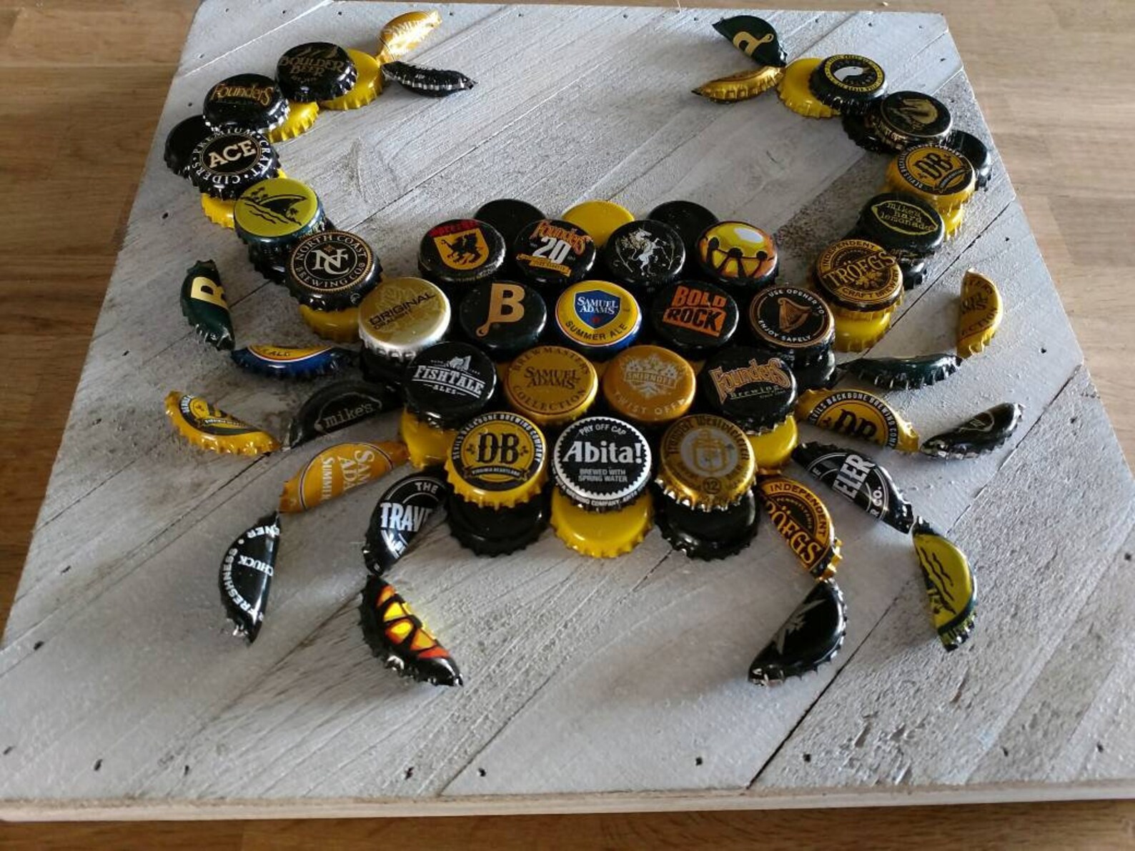 Black & Yellow Craft Beer Bottle Cap Blue Crab Wall Art | Etsy