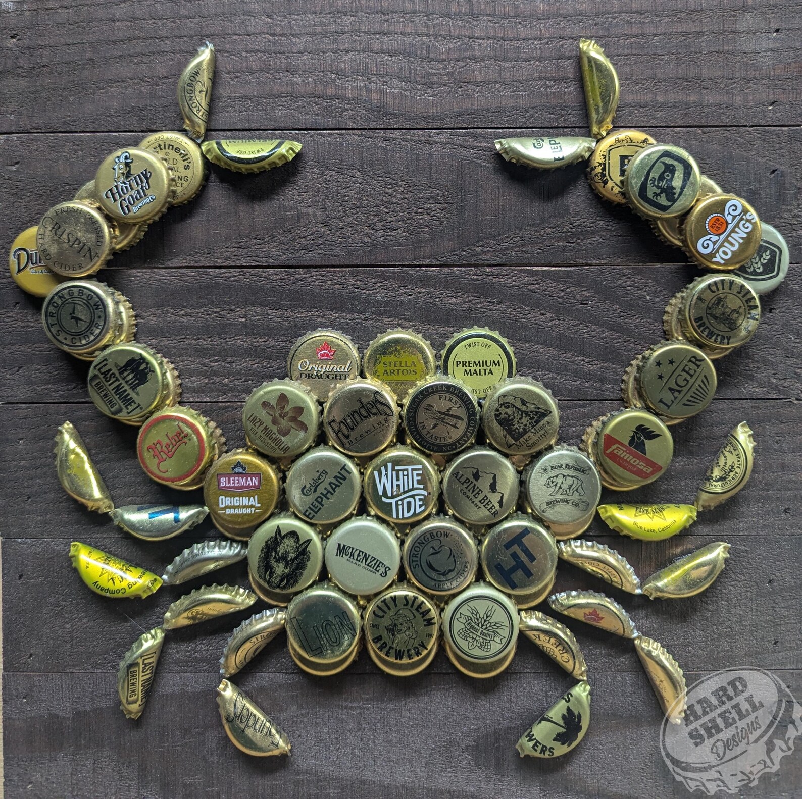 GOLD Beer Bottle Cap Crab Golden Wall Art - Etsy