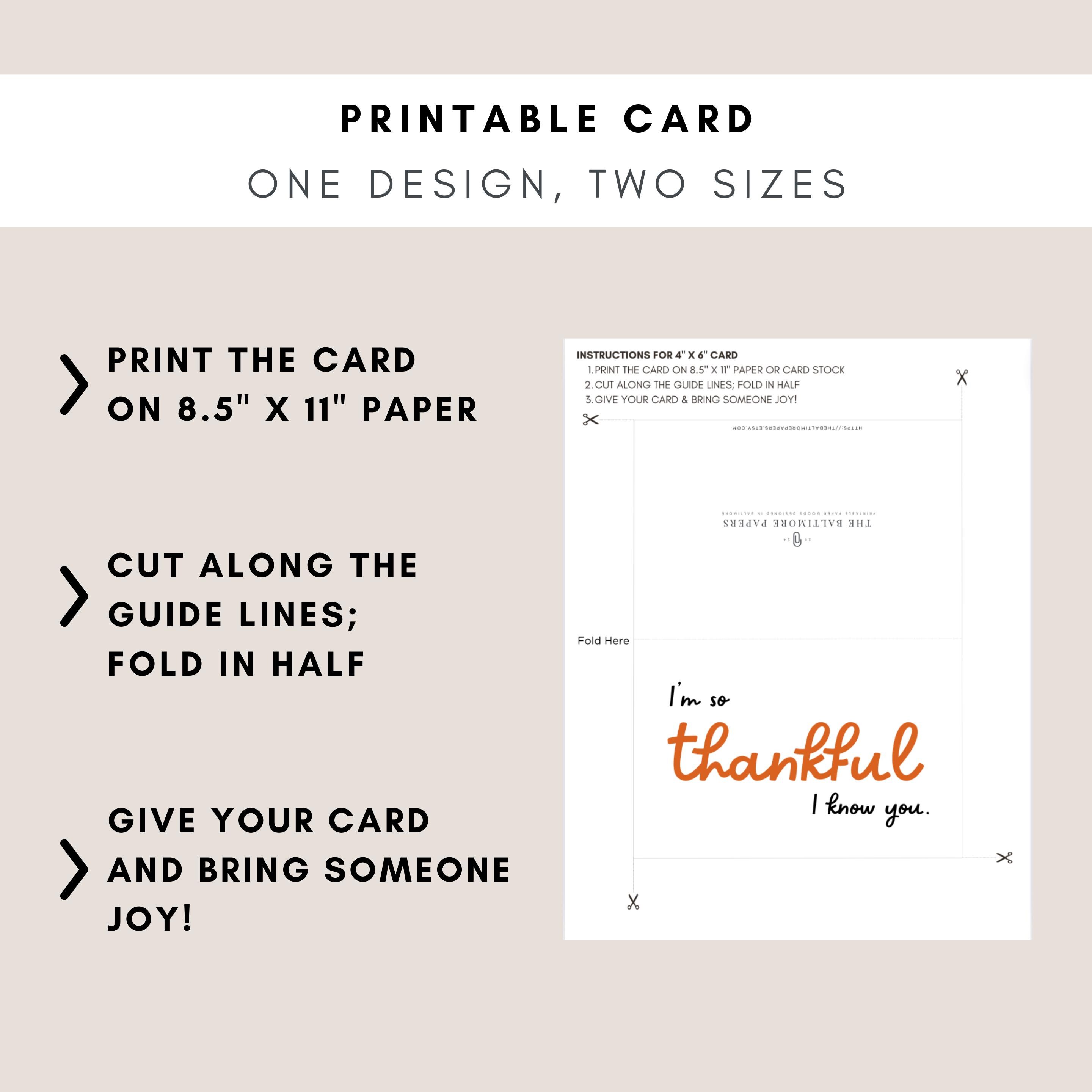 Thankful I Know You Card: Appreciation Printable (digital Download) - Etsy
