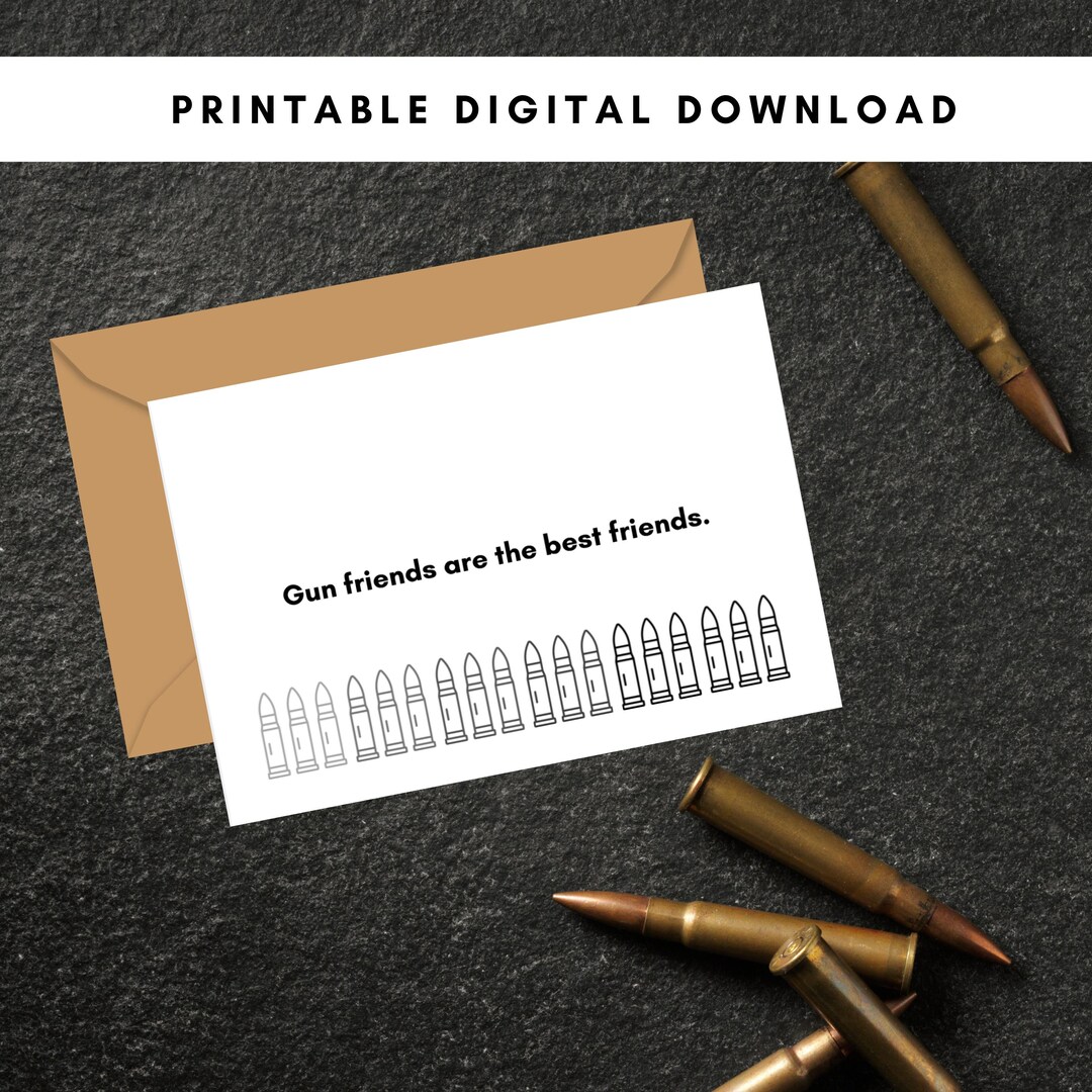 Gun Friends Best Friends Printable Card Funny 2A Digital Download Card ...