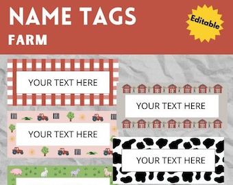 Editable Name Tags / Farm Animal Theme Classroom / Barn Class Kids ...
