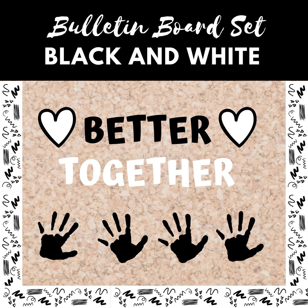 Black and White Doodle Bulletin Board Set, Printable, Easy Classroom ...