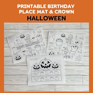 Printable Halloween Coloring Sheet Placemat and Paper Crown, Digital ...