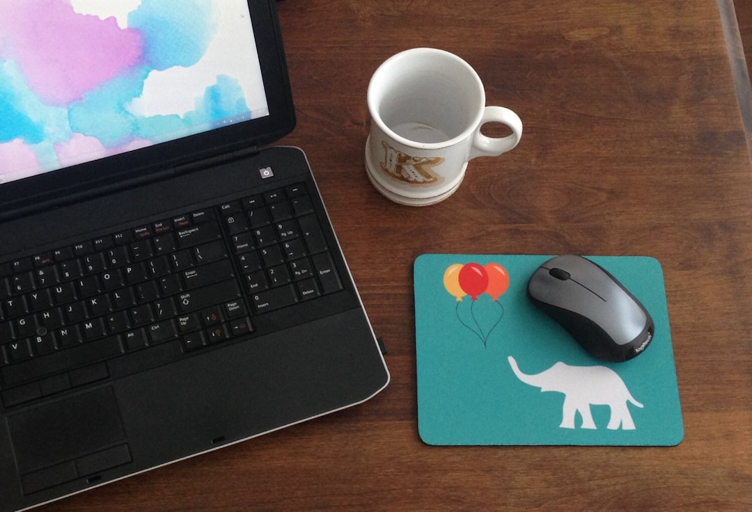 Elephant Mouse Pad, Balloon Mouse Pad, Blue Mouse Pad, Teal Mouse Pad ...