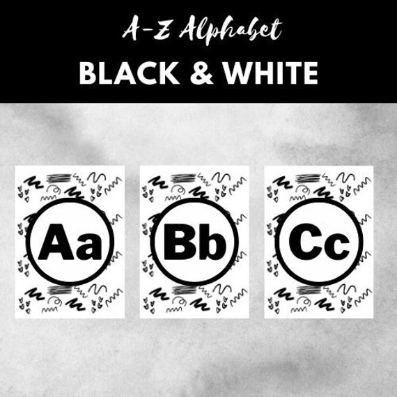 Black and White Doodle A-Z Alphabet Printable Easy and Fun - Etsy