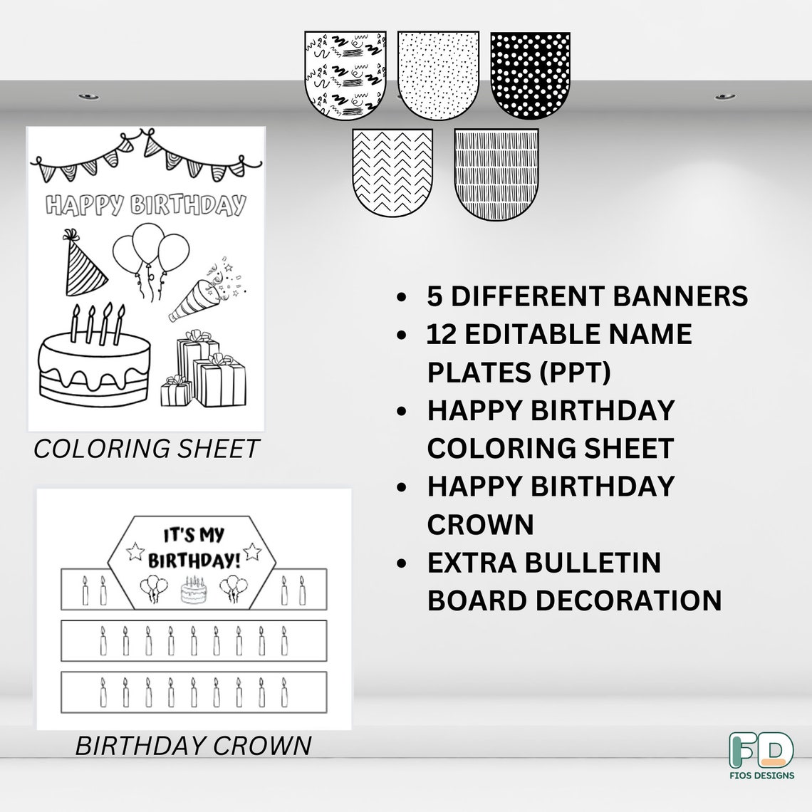 Black and White Doodle Birthday Chart, Printable, Easy Classroom ...