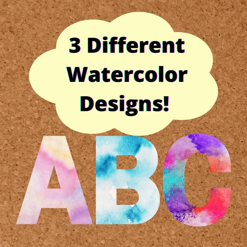 Watercolor Bulletin Board Letters, Printable, Easy Classroom Decoration ...