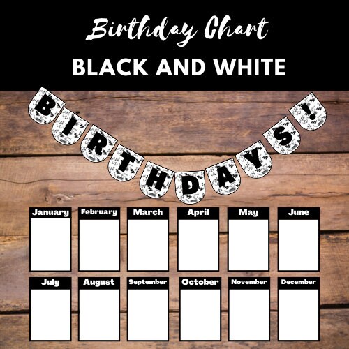 Black and White Doodle Birthday Chart Printable Easy - Etsy UK