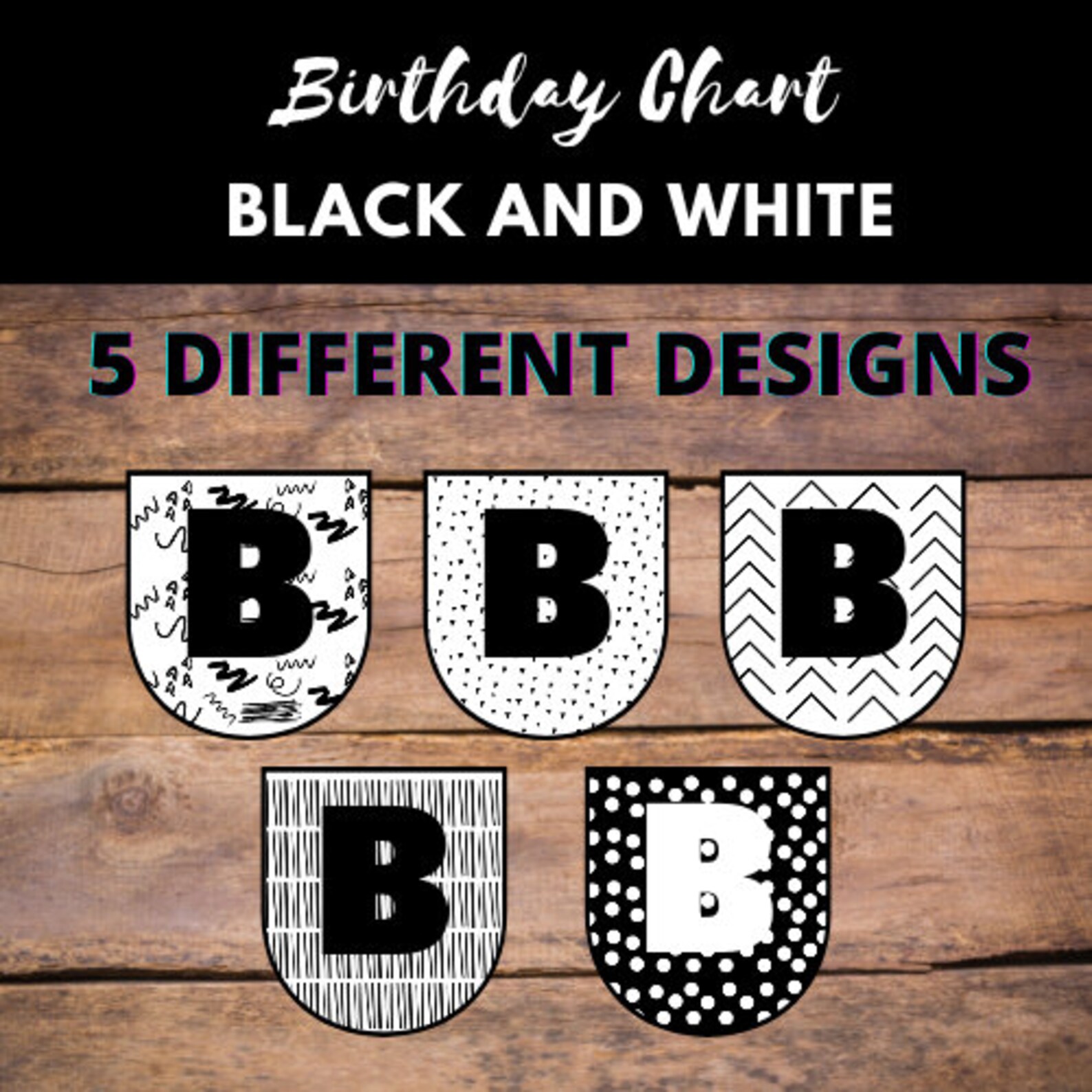 Black and White Doodle Birthday Chart Printable Easy - Etsy