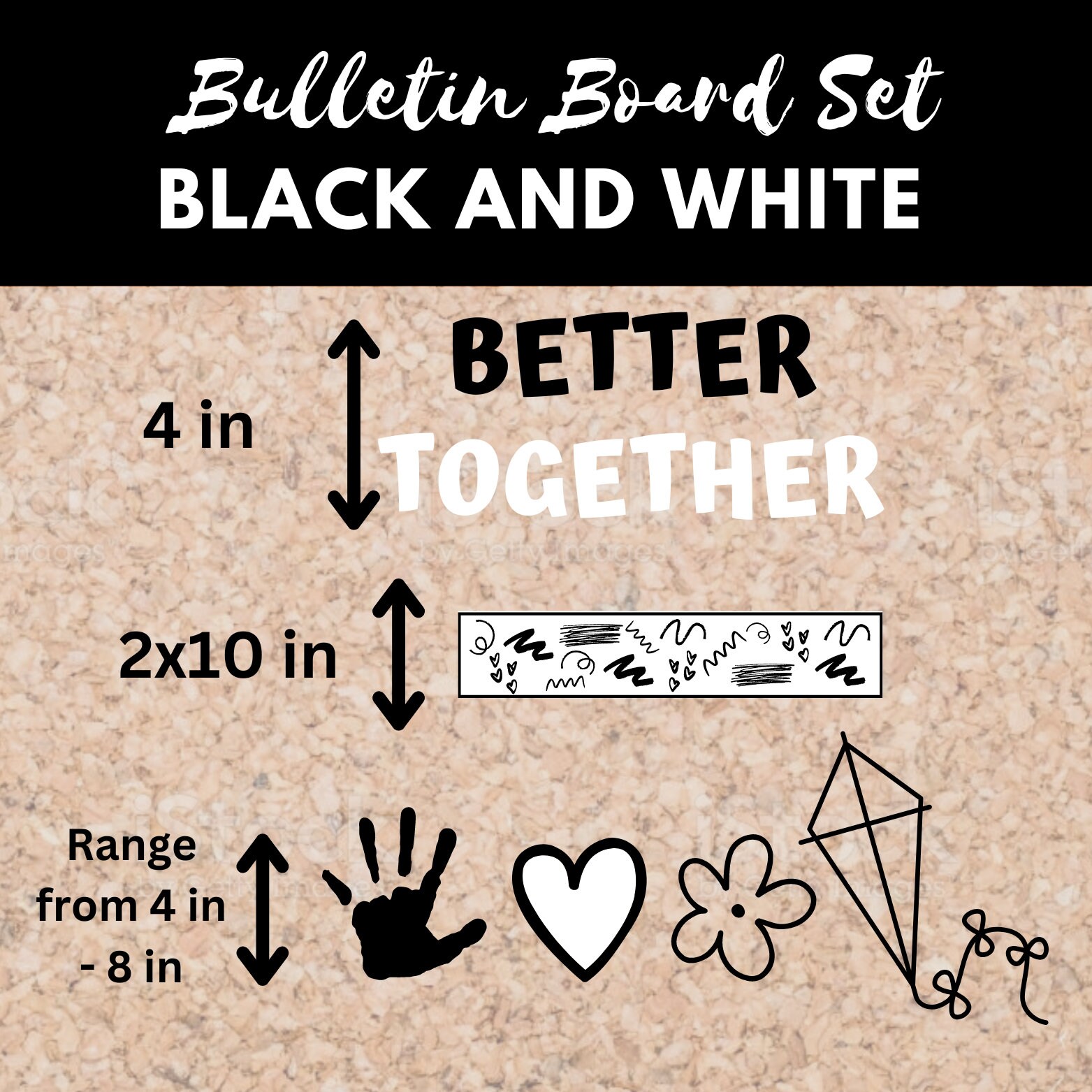 Black and White Doodle Bulletin Board Set, Printable, Easy Classroom ...