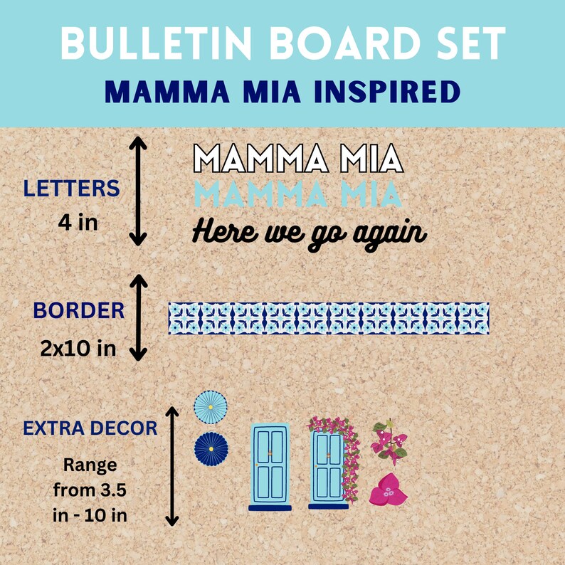 Mamma Mia Summertime in Greece Bulletin Board Set, Printable, Easy ...