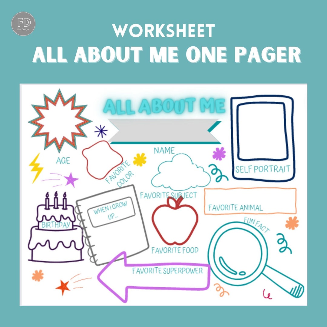 All About Me Printable Worksheet Poster - Etsy