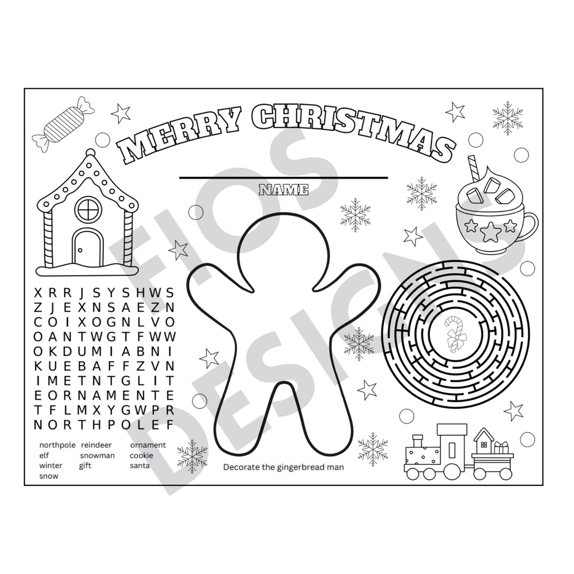 Printable Christmas Activity Placemat - Etsy