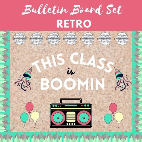 Retro Bulletin Board Set, Printable, Easy and Fun Classroom Decoration ...