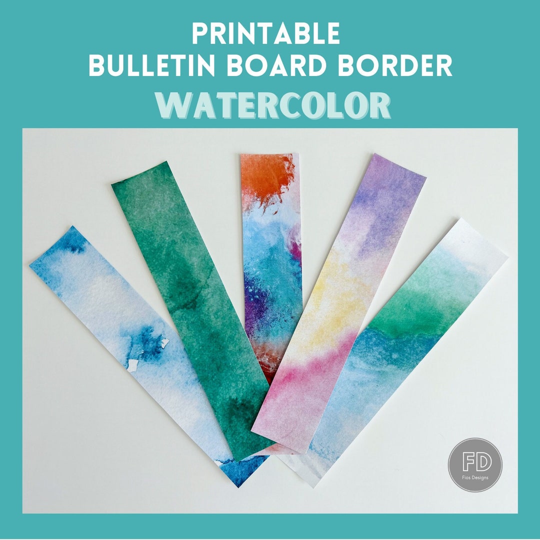 Watercolor Bulletin Board Border, Printable, Easy Classroom Decoration ...