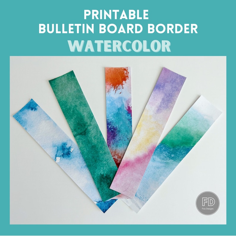 Watercolor Bulletin Board Border Printable Easy Classroom - Etsy