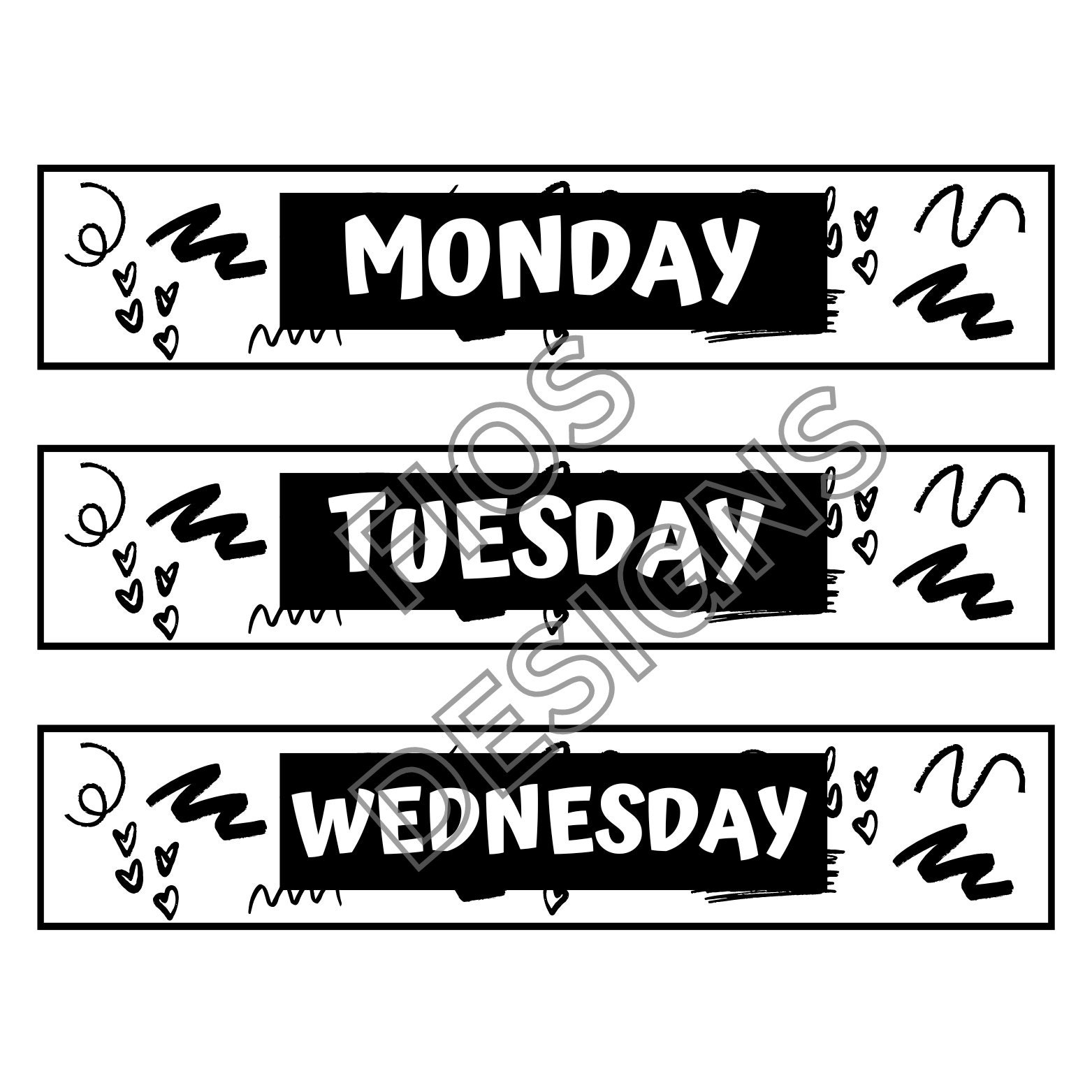 Black and White Doodle Rolling Cart Labels, 10 Drawer Rolling Cart ...