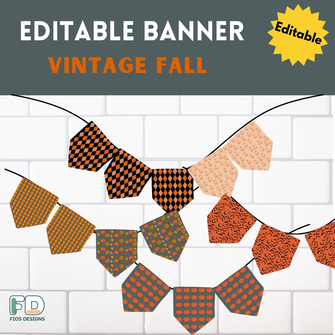 Vintage Fall Editable Bunting Banner, Printable, Easy Classroom ...